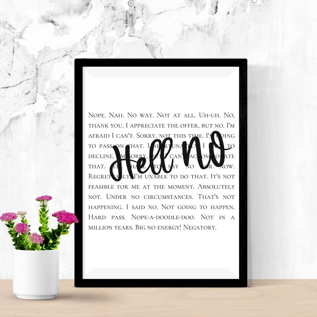 Hell No PNG, SVG, Say No, PNG, Self Care Png, Protect Your Peace ...