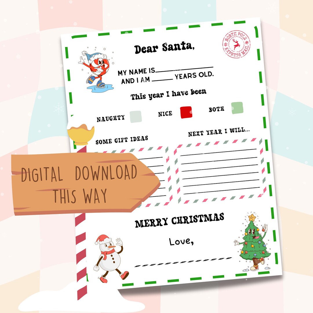 Christmas Wish List Printable, Letter to Santa, Christmas Printable for ...