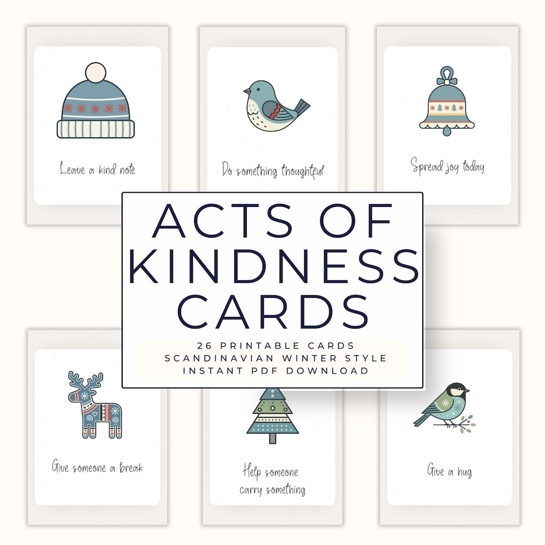 Acts of Kindness Cards Printable – 26 Holiday Kindness Activities for ...