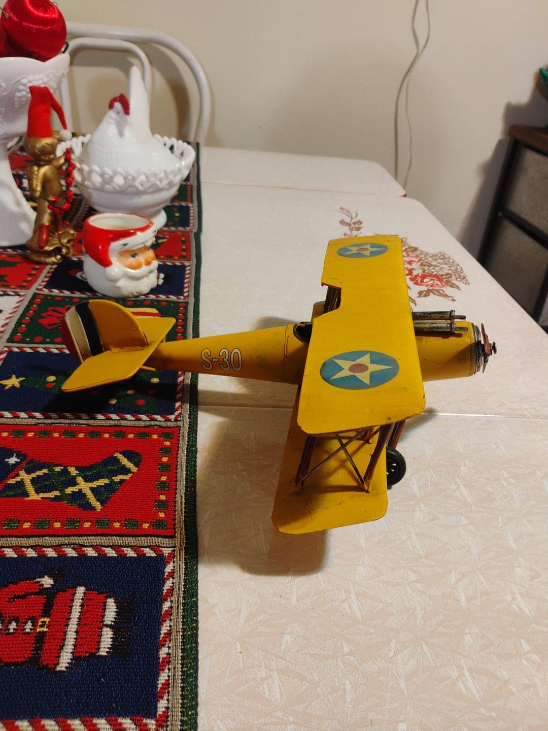Vintage Yellow Metal Airplane Model Classic Biplane Hand Made - Etsy