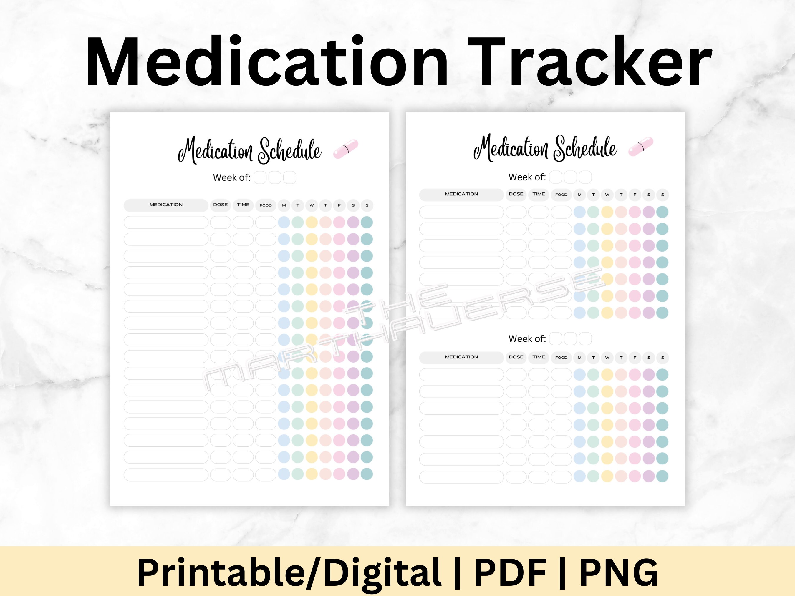 Printable Medication Schedule Drugs Intake Tracker Weekly Log ...