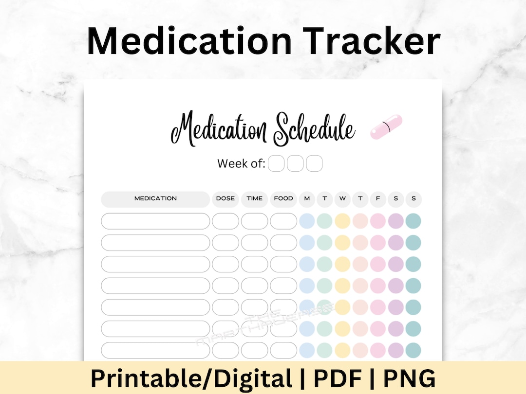 Medication Schedule Printable Medicine Intake Tracker Weekly Medication ...