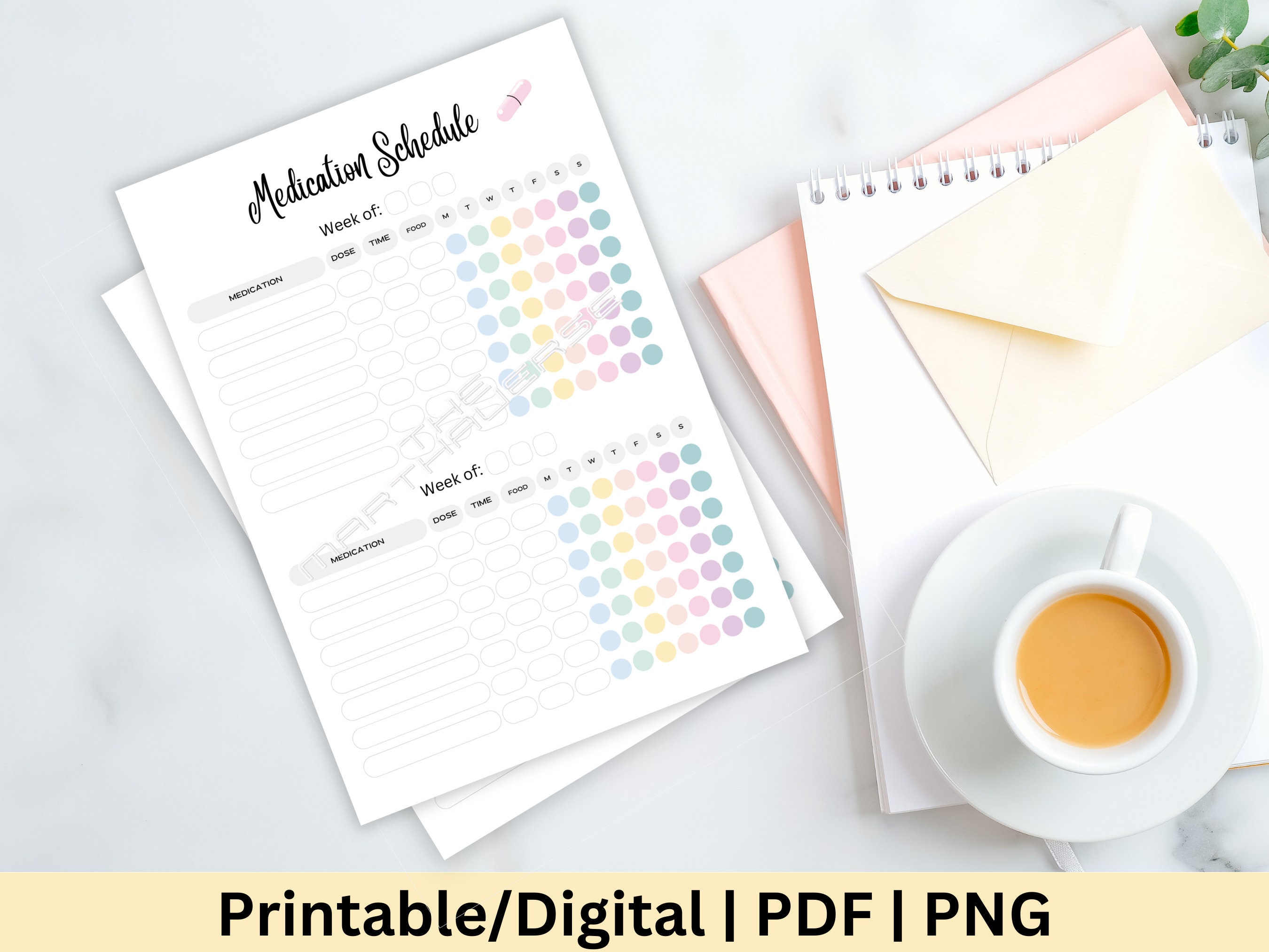 Printable Medication Schedule Drugs Intake Tracker Weekly Log ...