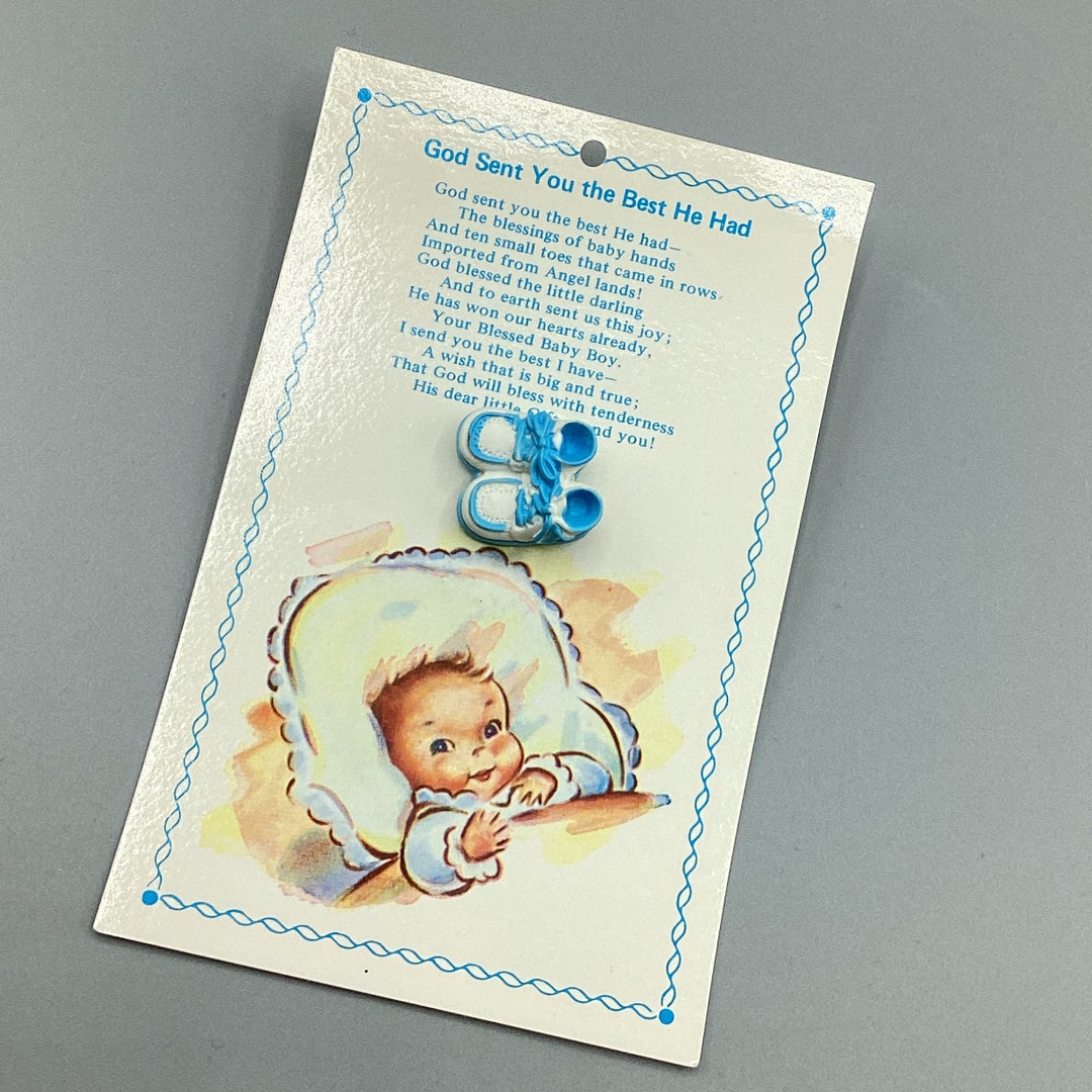 Baby Boy Pin Badge Christening God Bless Gift Card - Etsy