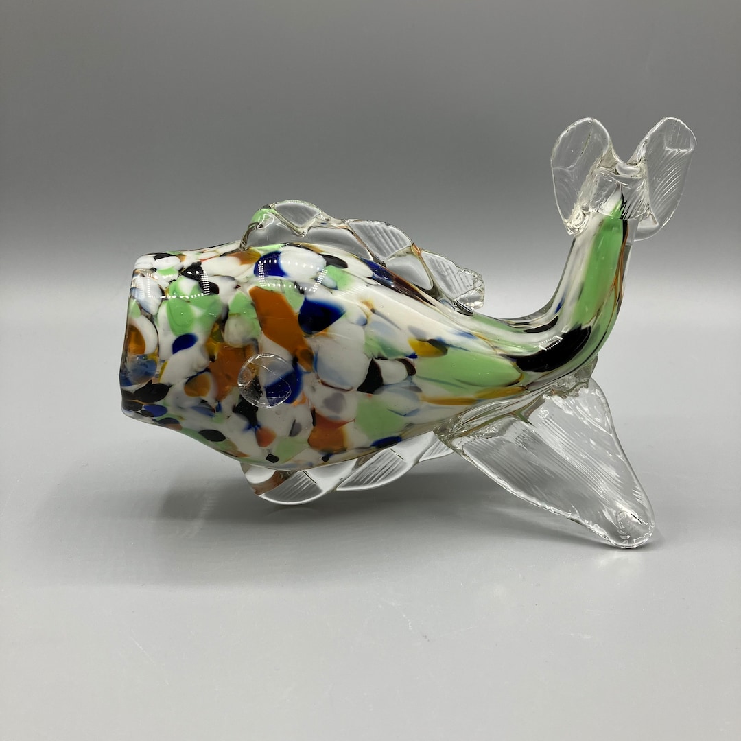 Open Mouth Small Glass Fish Circa 1960s 1970s Multicoloured Hand Blown ...