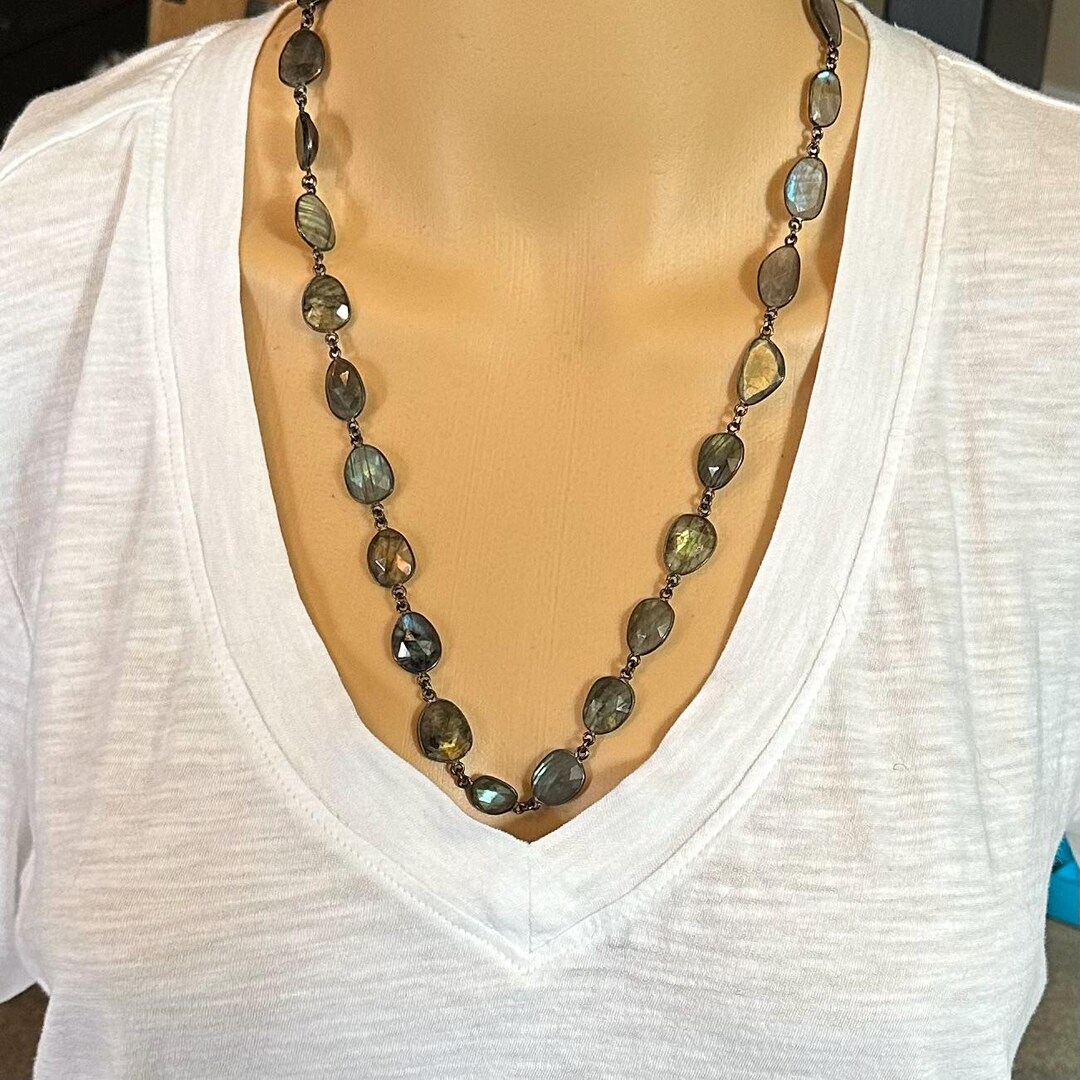 Boho Necklace Layers Beaded With Gemstones Gold and Silver Chains Beads ...