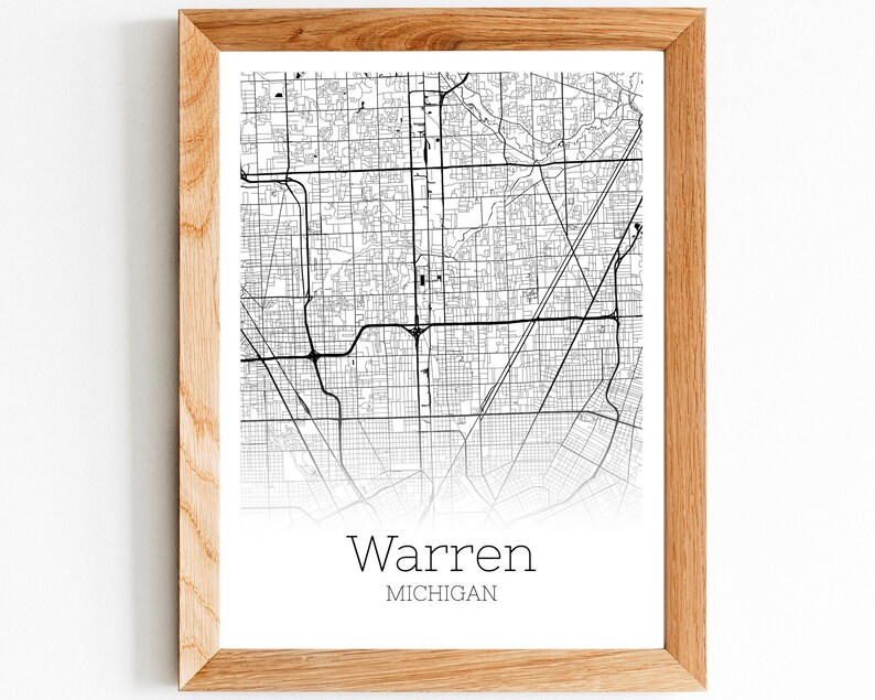 Warren Map INSTANT DOWNLOAD Warren Michigan City Map | Etsy