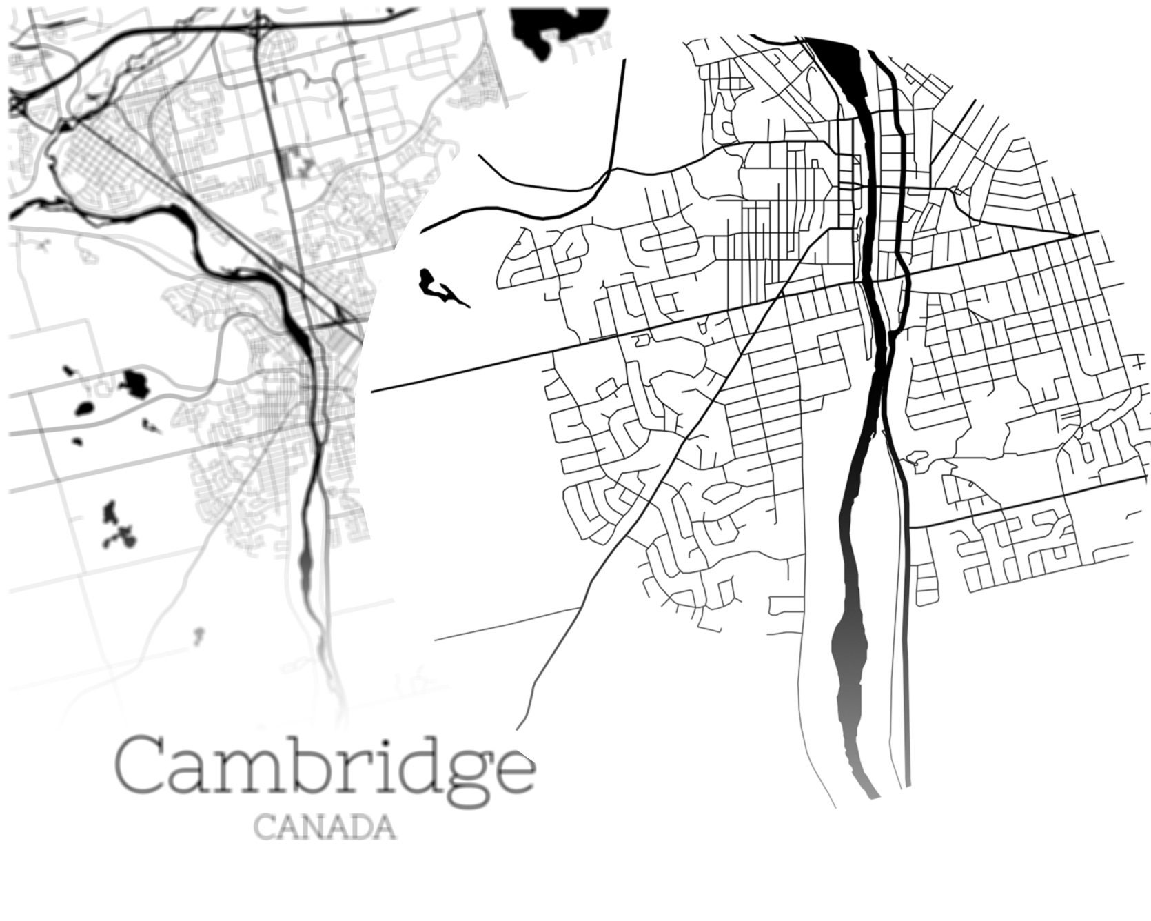 Cambridge Map INSTANT DOWNLOAD Cambridge Canada City Map | Etsy