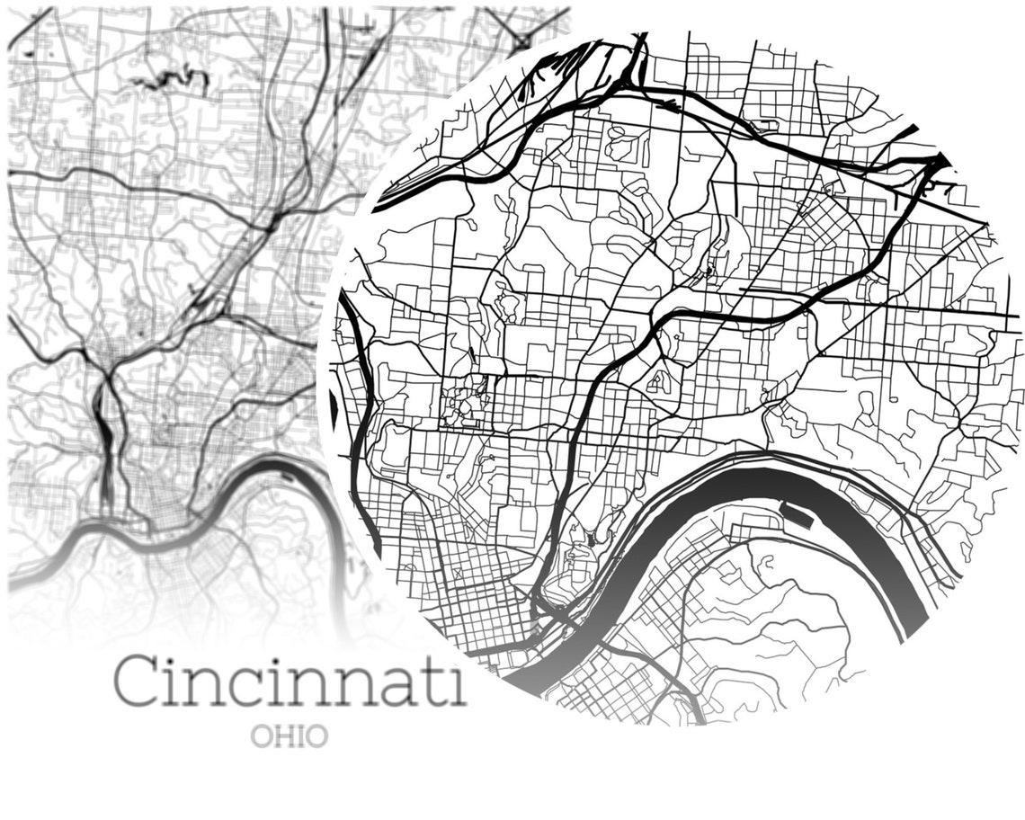 Cincinnati Map INSTANT DOWNLOAD Cincinnati Ohio City Map | Etsy