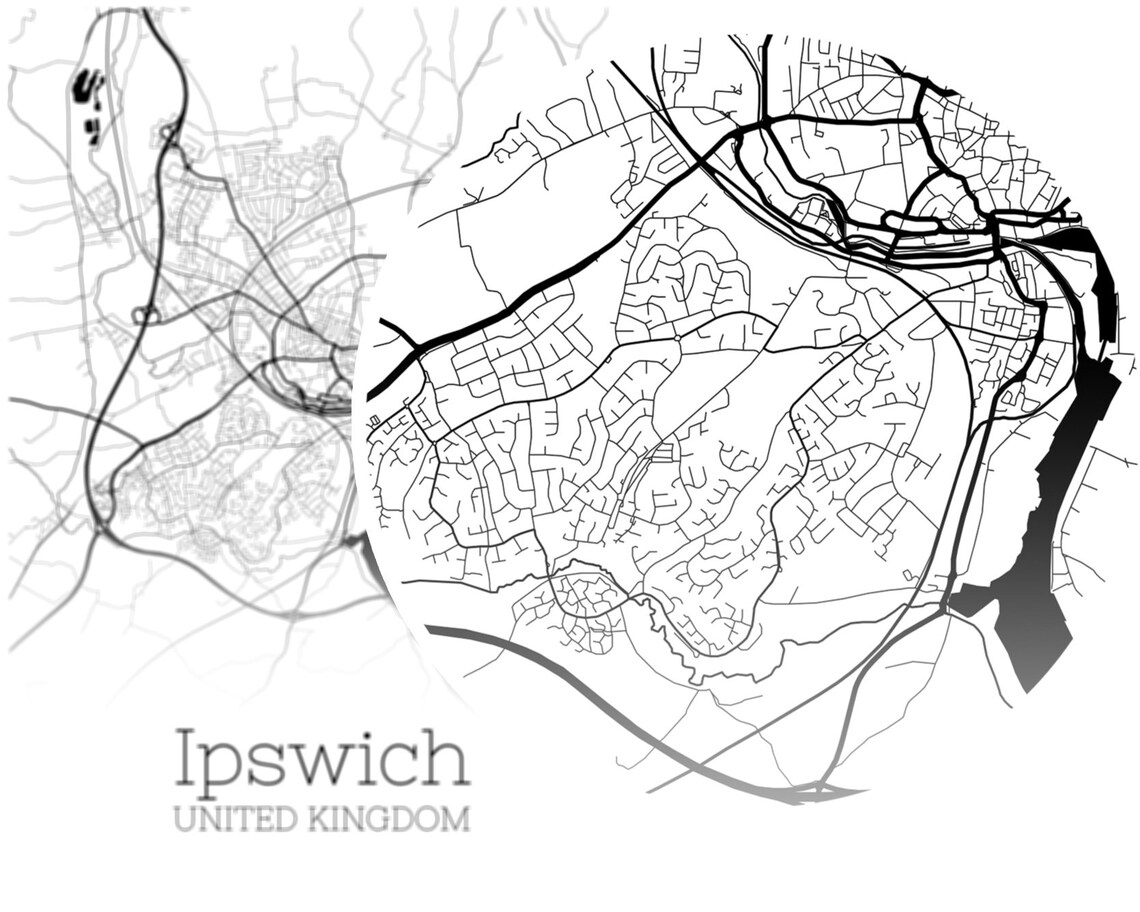 Ipswich Map INSTANT DOWNLOAD Ipswich United Kingdom City Map | Etsy