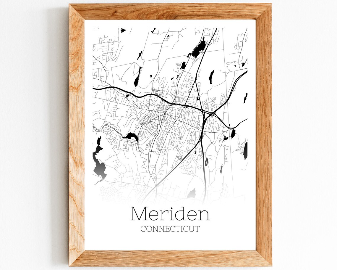 Meriden Map INSTANT DOWNLOAD Meriden Connecticut City Map | Etsy