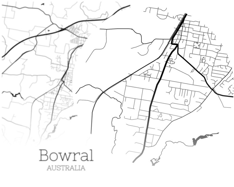 Bowral Map INSTANT DOWNLOAD Bowral Australia City Map | Etsy
