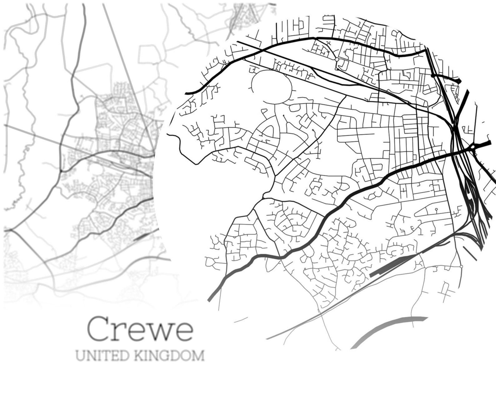 Crewe Map INSTANT DOWNLOAD Crewe United Kingdom City Map | Etsy