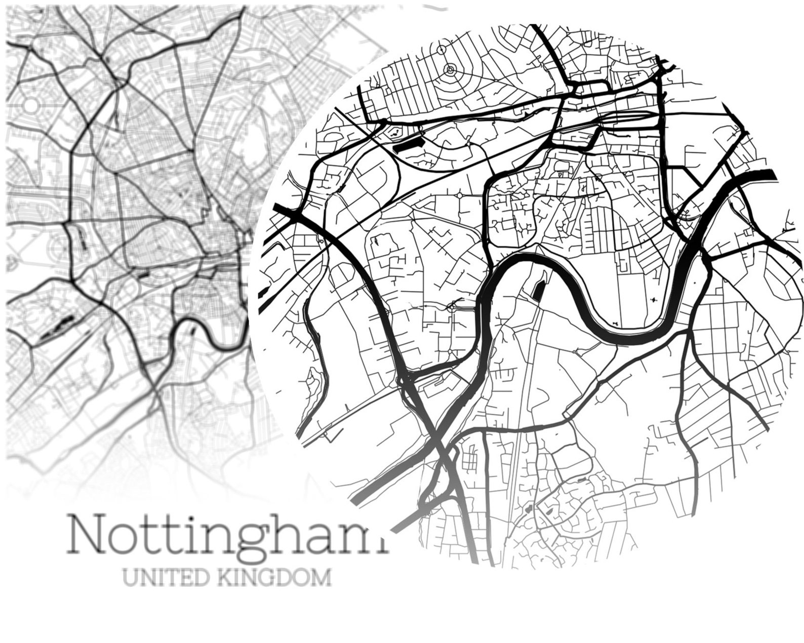 Nottingham Map INSTANT DOWNLOAD Nottingham United Kingdom | Etsy