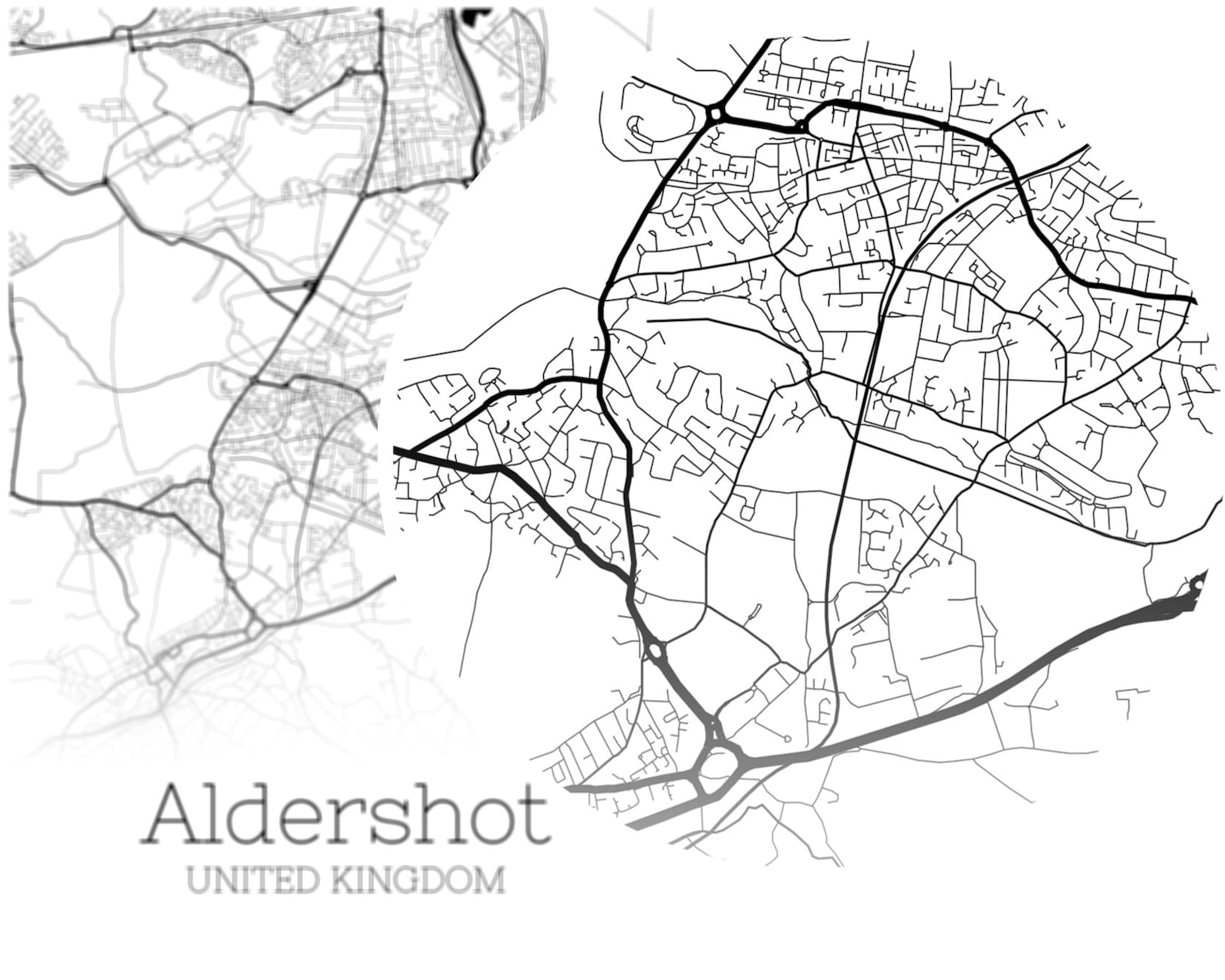 Aldershot Map INSTANT DOWNLOAD Aldershot United Kingdom City | Etsy