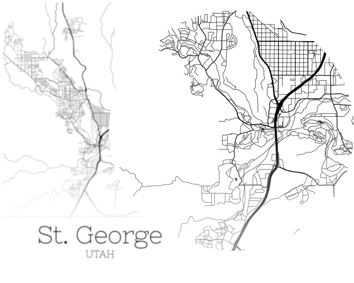 St. George Map INSTANT DOWNLOAD St. George Utah City Map | Etsy