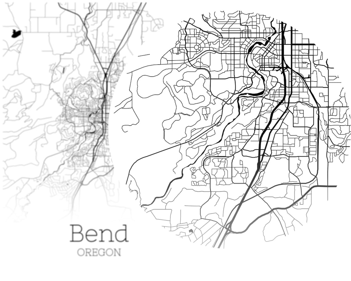 Bend Map INSTANT DOWNLOAD Bend Oregon City Map Printable | Etsy