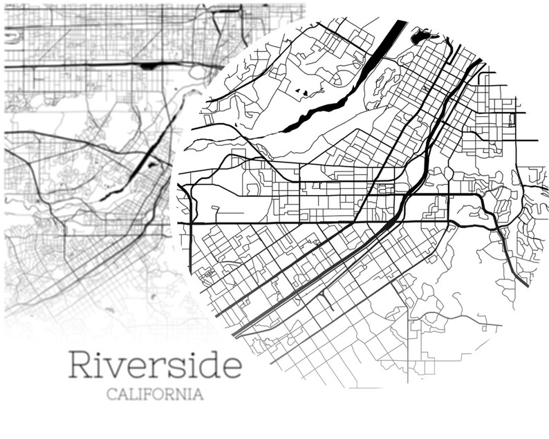 Riverside Map INSTANT DOWNLOAD Riverside California City Map | Etsy