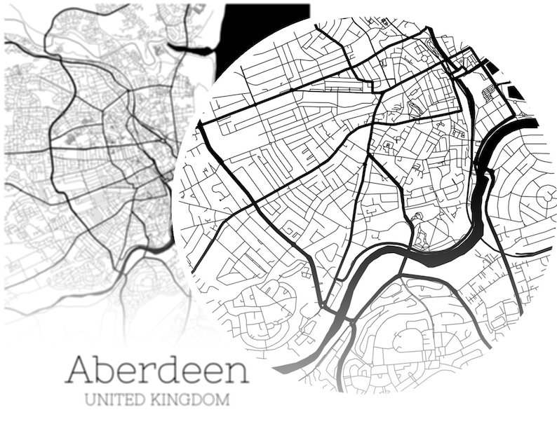Aberdeen Map INSTANT DOWNLOAD Aberdeen United Kingdom City | Etsy