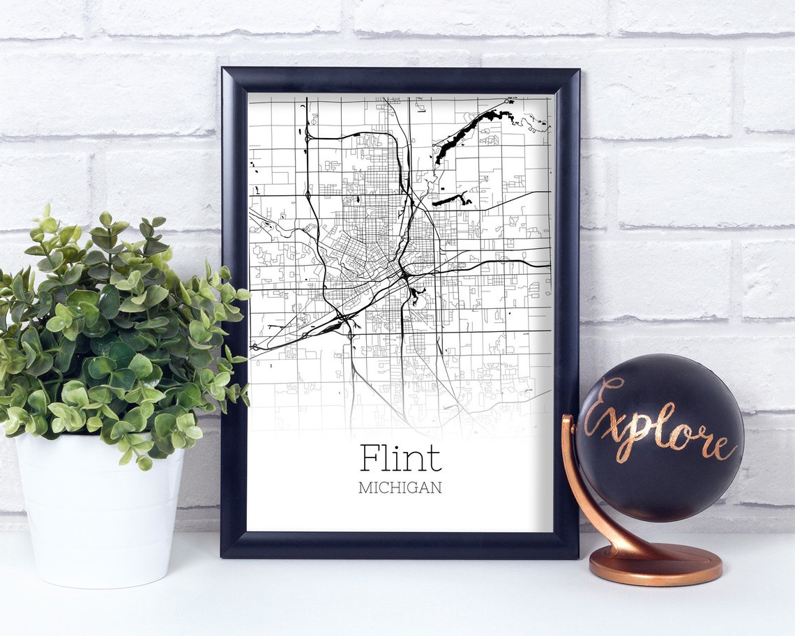 Flint Map INSTANT DOWNLOAD Flint Michigan City Map Printable | Etsy