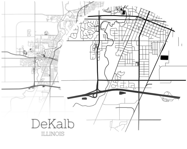 DeKalb Map INSTANT DOWNLOAD DeKalb Illinois City Map | Etsy
