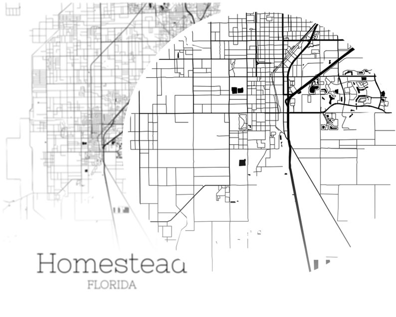 Homestead Map INSTANT DOWNLOAD Homestead Florida City Map | Etsy