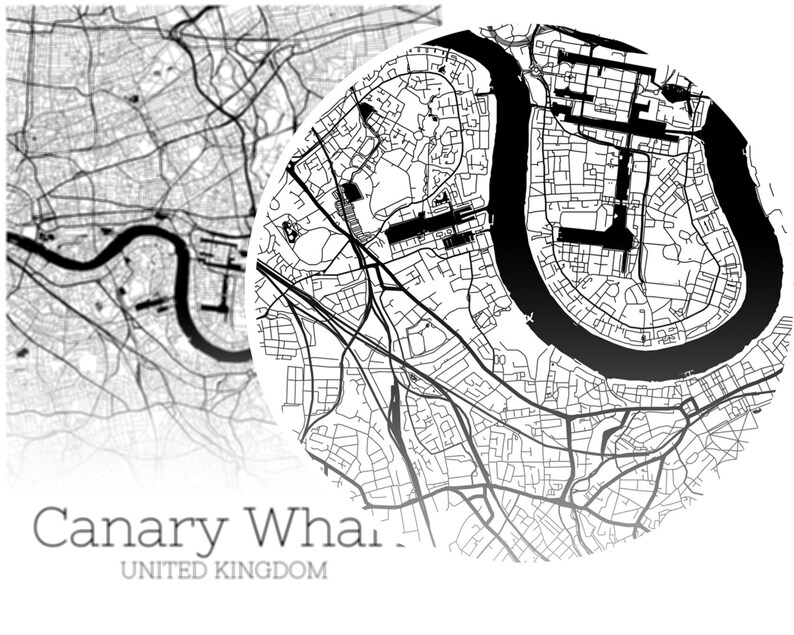 Canary Wharf Map INSTANT DOWNLOAD Canary Wharf United Kingdom | Etsy