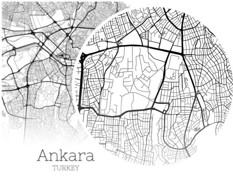 Ankara Map INSTANT DOWNLOAD Ankara Turkey City Map Printable | Etsy