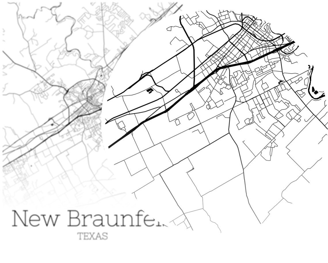 New Braunfels Map INSTANT DOWNLOAD New Braunfels Texas City | Etsy