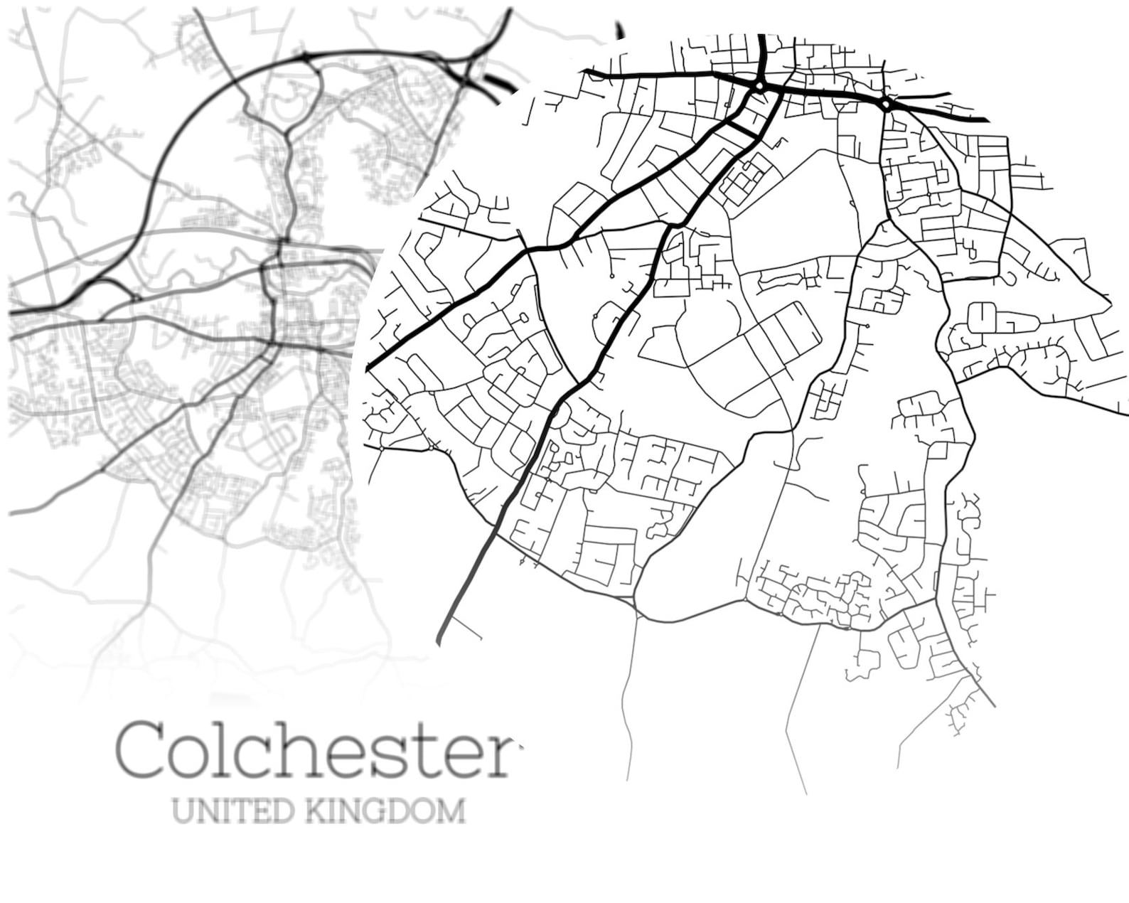 Colchester Map INSTANT DOWNLOAD Colchester United Kingdom | Etsy