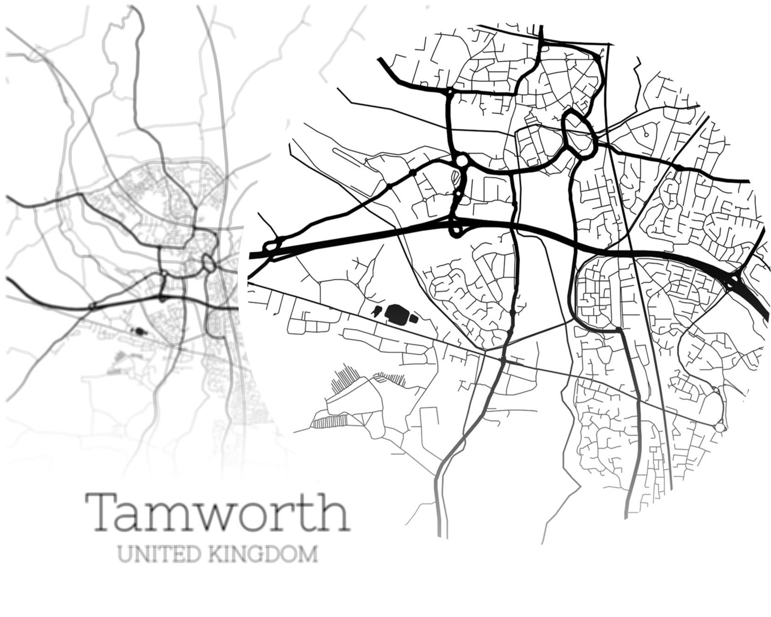 Tamworth Map INSTANT DOWNLOAD Tamworth United Kingdom City | Etsy