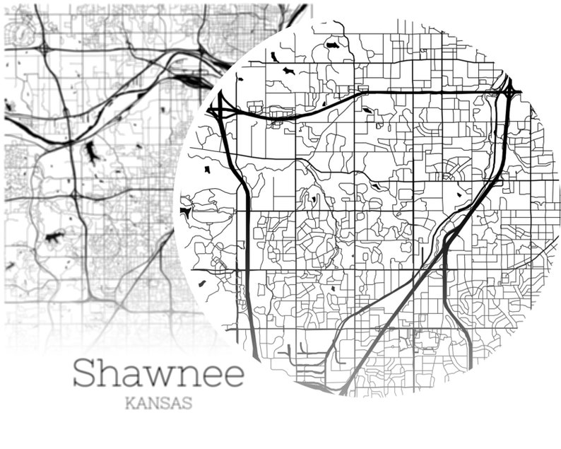 Shawnee Map INSTANT DOWNLOAD Shawnee Kansas City Map | Etsy