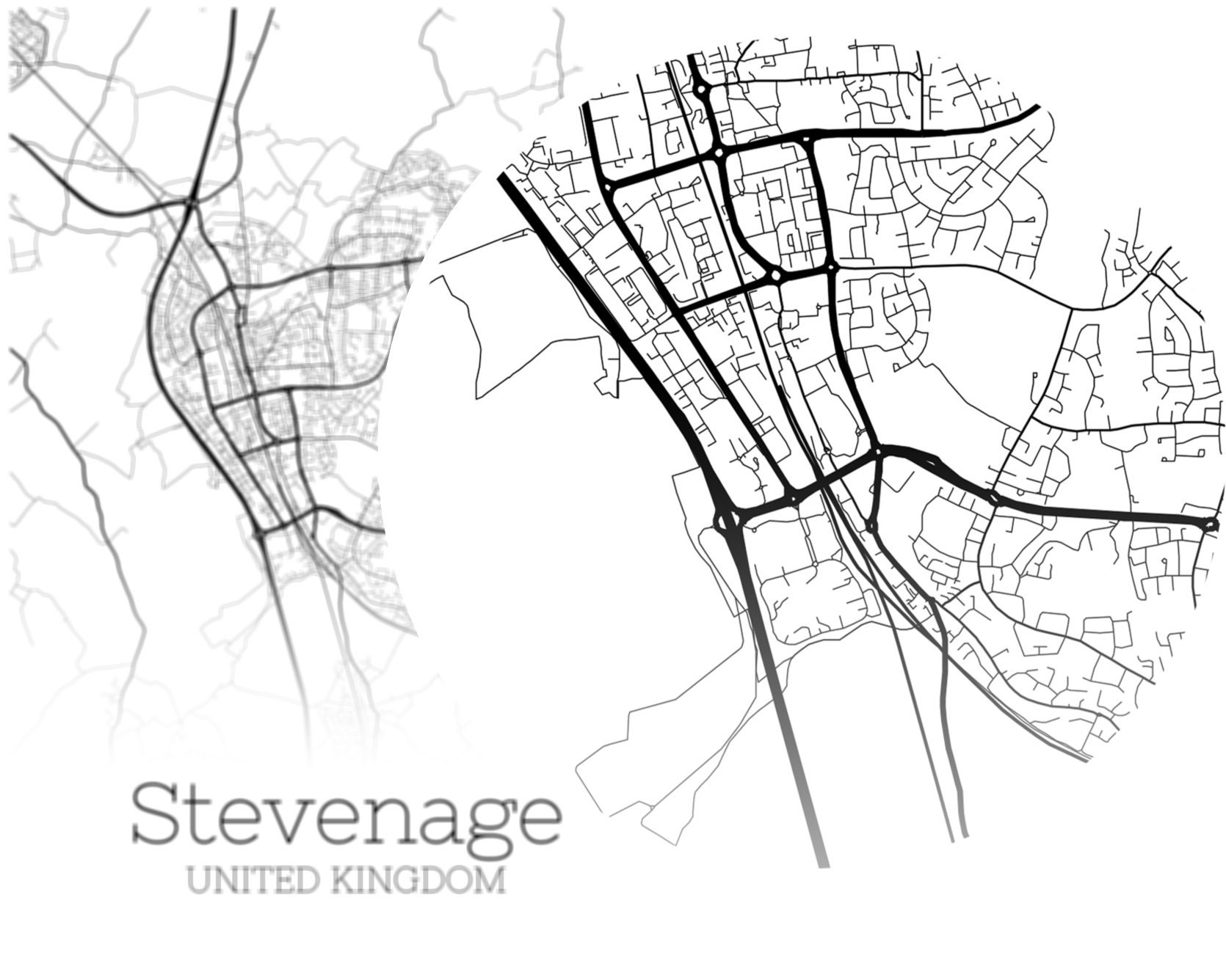 Stevenage Map INSTANT DOWNLOAD Stevenage United Kingdom City | Etsy