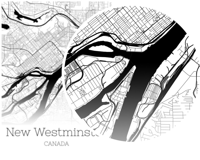 New Westminster Map INSTANT DOWNLOAD New Westminster Canada | Etsy