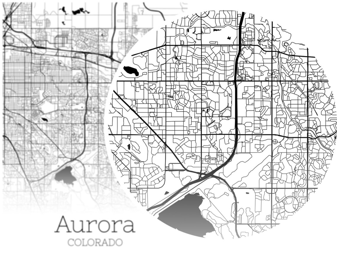 Aurora Map INSTANT DOWNLOAD Aurora Colorado City Map | Etsy