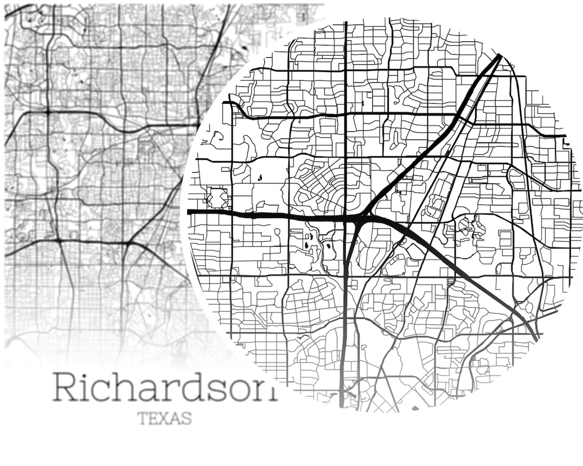 Richardson Map INSTANT DOWNLOAD Richardson Texas City Map | Etsy
