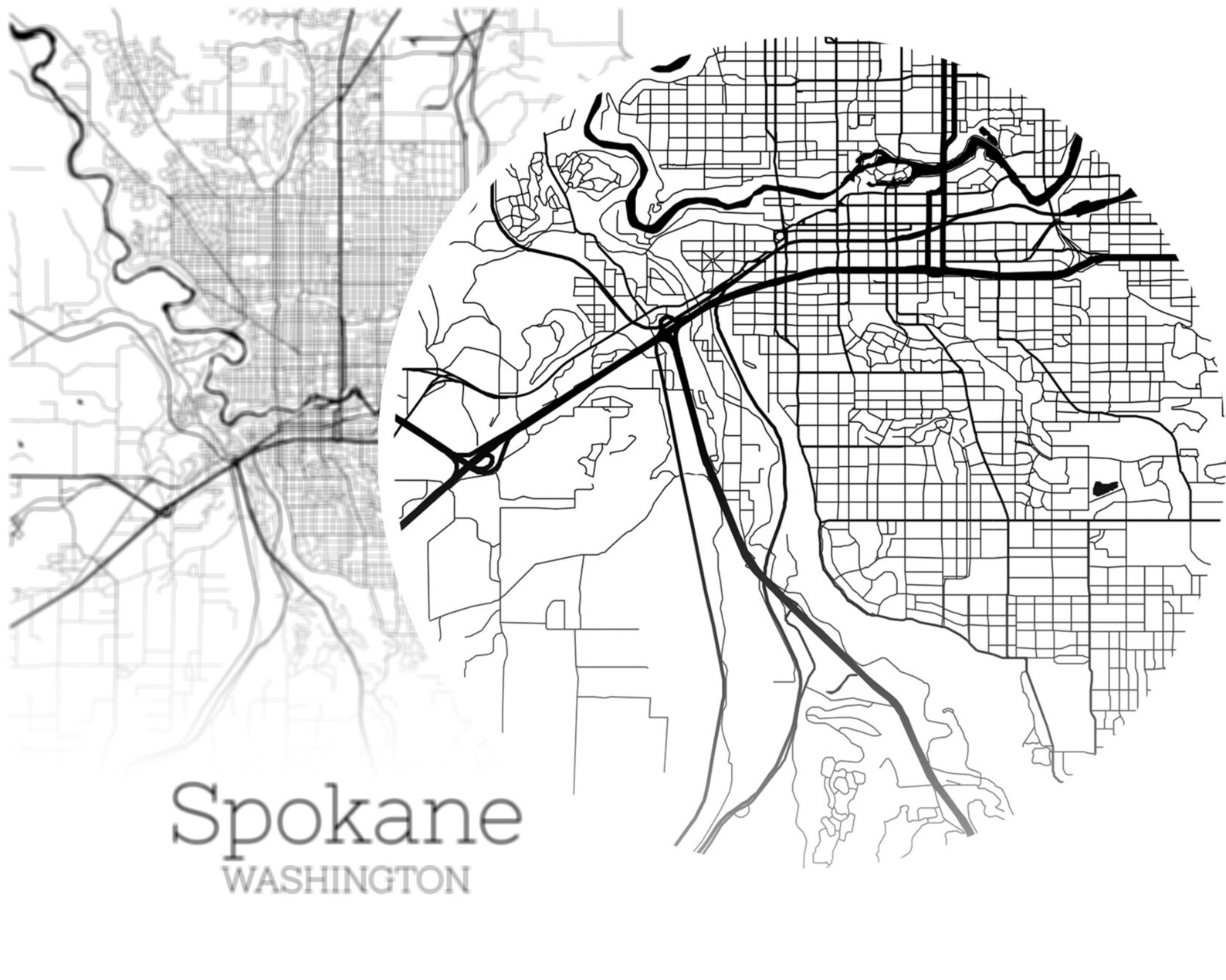 Spokane Map INSTANT DOWNLOAD Spokane Washington City Map | Etsy