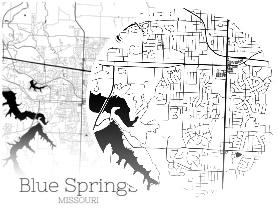 Blue Springs Map INSTANT DOWNLOAD Blue Springs Missouri City | Etsy
