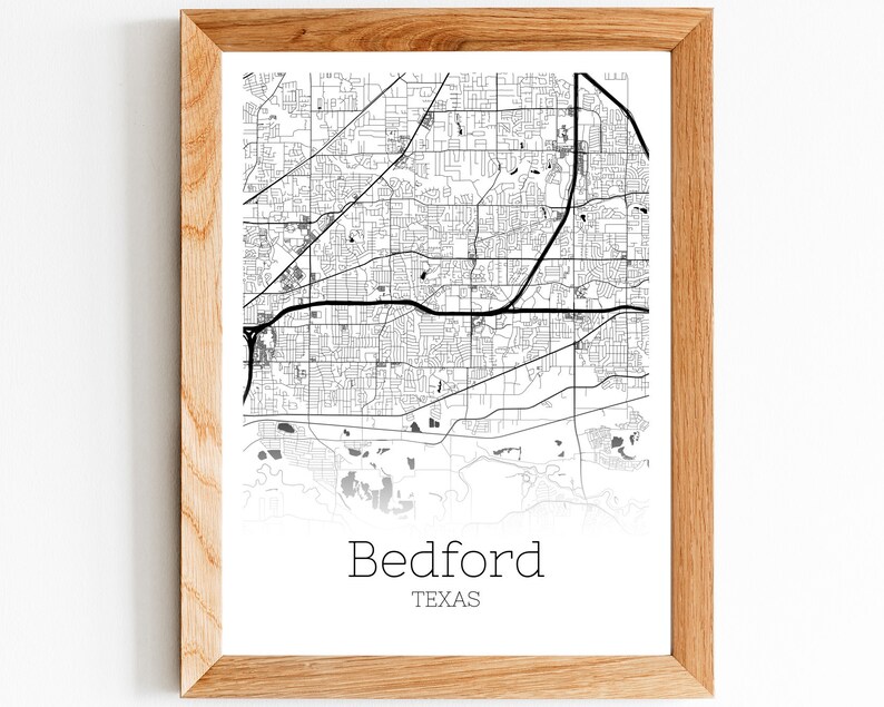 Bedford Map INSTANT DOWNLOAD Bedford Texas City Map Printable | Etsy