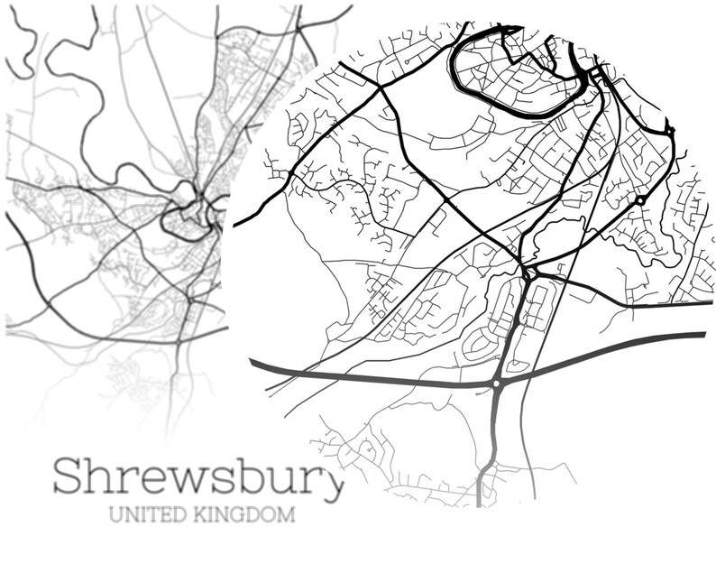 Shrewsbury Map INSTANT DOWNLOAD Shrewsbury United Kingdom | Etsy
