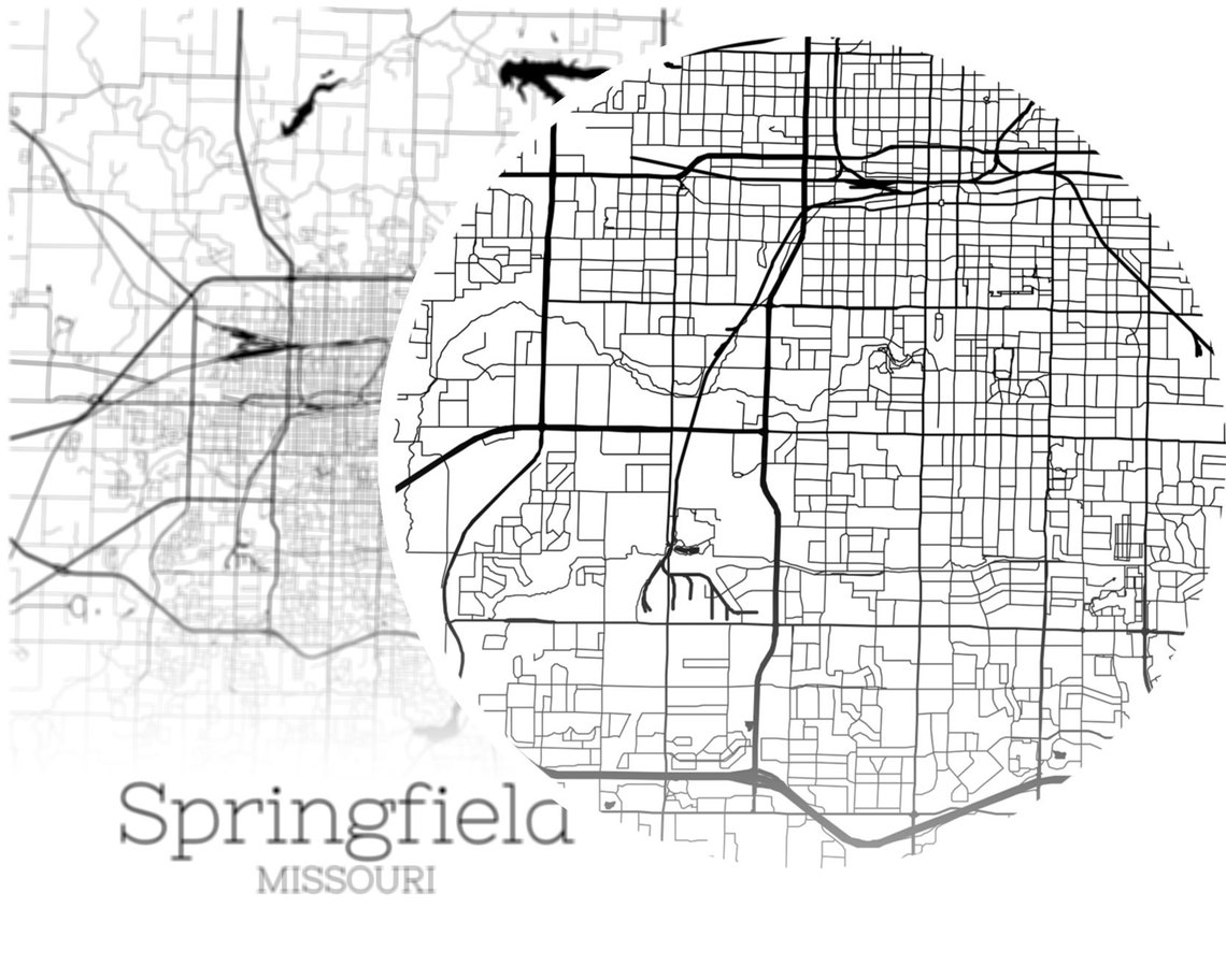 Springfield Map INSTANT DOWNLOAD Springfield Missouri City | Etsy