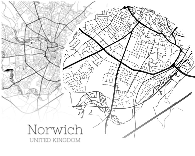 Norwich Map INSTANT DOWNLOAD Norwich United Kingdom City Map | Etsy