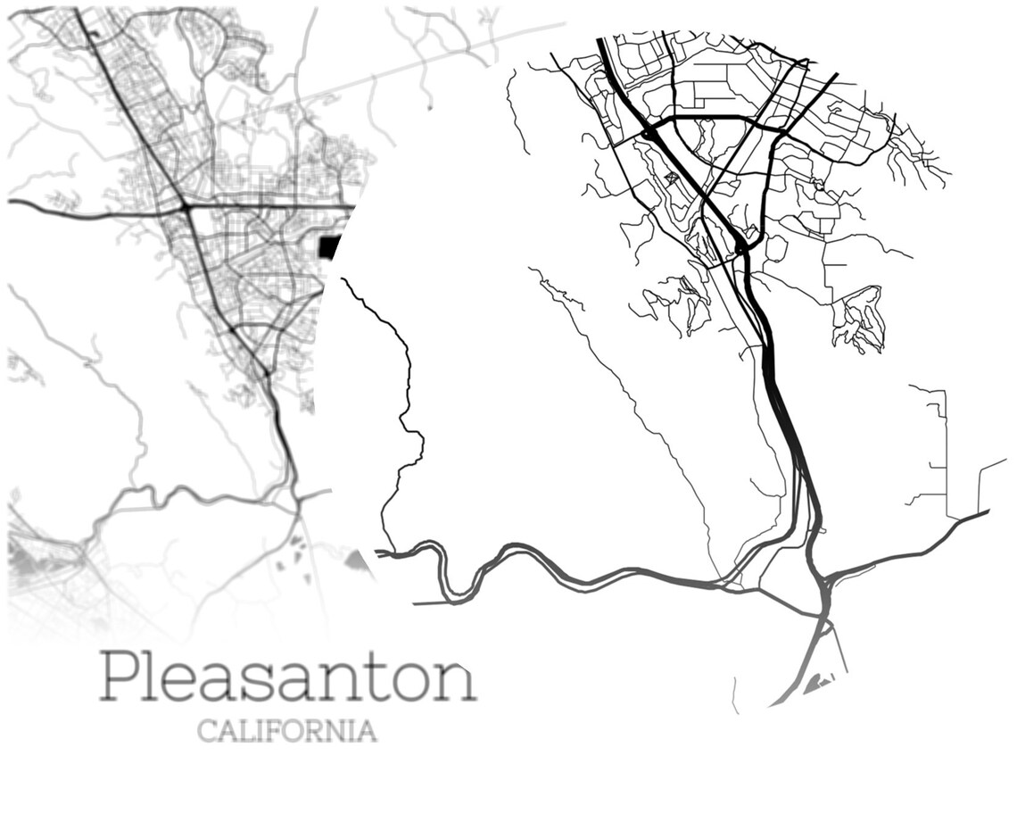 Pleasanton Map INSTANT DOWNLOAD Pleasanton California City | Etsy