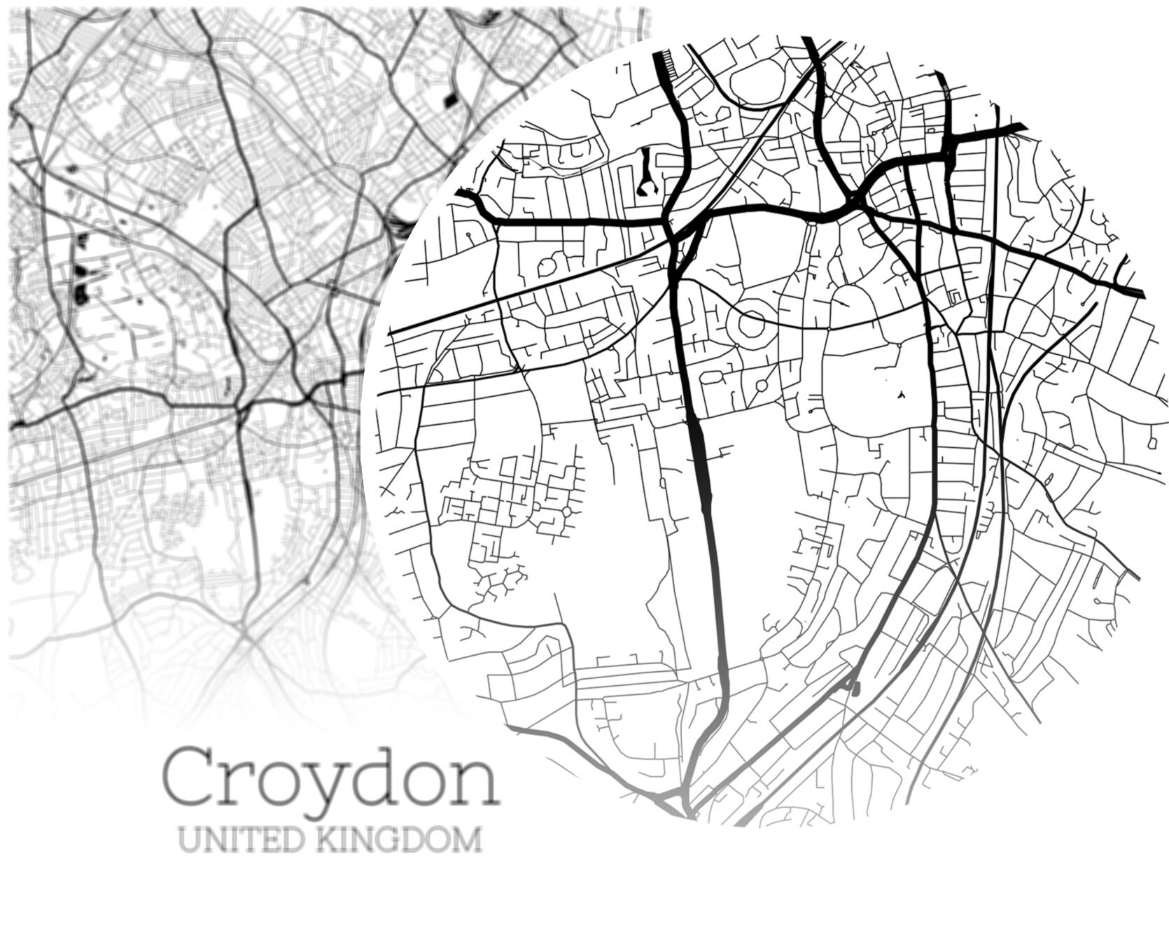 Croydon Map INSTANT DOWNLOAD Croydon United Kingdom City Map | Etsy
