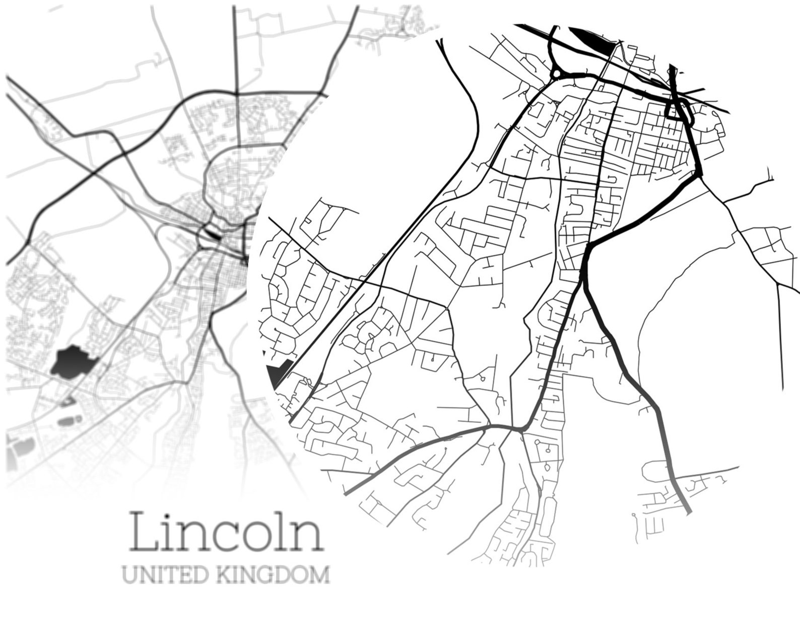 Lincoln Map INSTANT DOWNLOAD Lincoln United Kingdom City Map | Etsy