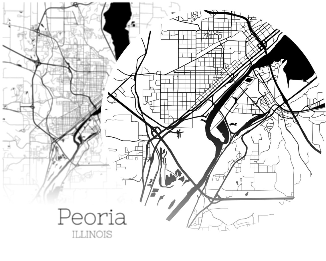 Peoria Map INSTANT DOWNLOAD Peoria Illinois City Map | Etsy