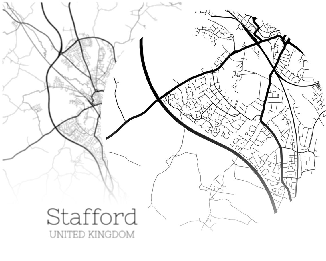 Stafford Map INSTANT DOWNLOAD Stafford United Kingdom City | Etsy