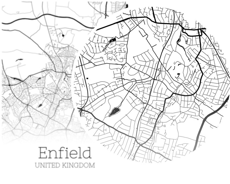 Enfield Map INSTANT DOWNLOAD Enfield United Kingdom City Map | Etsy