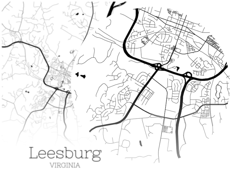 Leesburg Map INSTANT DOWNLOAD Leesburg Virginia City Map | Etsy