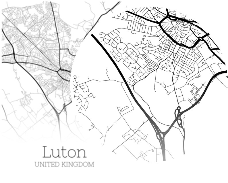 Luton Map INSTANT DOWNLOAD Luton United Kingdom City Map | Etsy